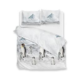 Zo!Home Flanell-Bettw&auml;sche-Set ''Frostine'' in Wei&szlig;/ Hellblau - 10% | Gr&ouml;&szlig;e 155x220 cm | Bettwaesche-bettwaren