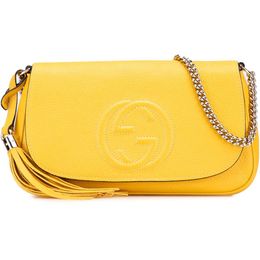 Gucci Hobo Bags - Medium Leather Soho Chain Flap Crossbody - Gr. unisize - in Gelb - f&uuml;r Damen