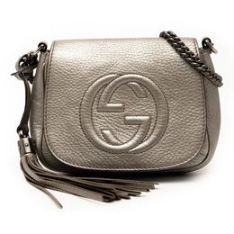 Gucci Hobo Bags - Small Metallic Leather Soho Chain Flap Crossbody - Gr. unisize - in Gold - f&uuml;r Damen