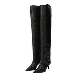 Philipp Plein Stiefel - Stiefel Niedrige Abs&auml;tze Overknee Cocco Crocco Pri - Gr. 38 (EU) - in Schwarz - f&uuml;r Damen
