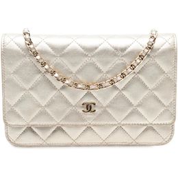 Chanel Hobo Bags - CC Quilted Metallic Lambskin Wallet on Chain - Gr. unisize - in Gold - f&uuml;r Damen