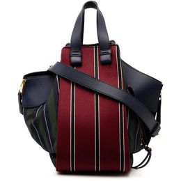 Loewe Hobo Bags - Medium Stripes Canvas and Leather Hammock Satchel - Gr. unisize - in Rot - f&uuml;r Damen
