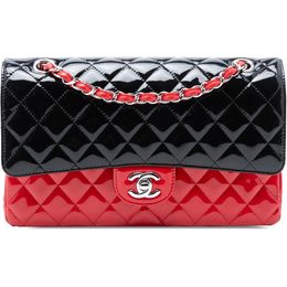Chanel Hobo Bags - Medium Classic Bicolor Patent Double Flap - Gr. unisize - in Schwarz - f&uuml;r Damen