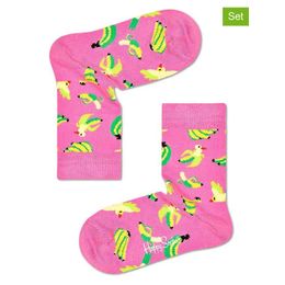 Happy Socks 2er-Set: Socken "Banana bird" in Pink/ Bunt - 74% | Gr&ouml;&szlig;e 22-24 | Kinder-socken-strumpfhosen