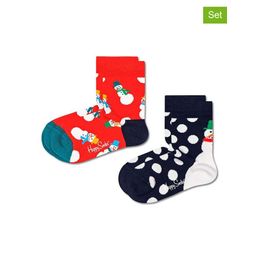 Happy Socks 2er-Set: Socken "Snowman" in Rot/ Dunkelblau/ Wei&szlig; - 73% | Gr&ouml;&szlig;e 13-21 | Babysocken-strumpfhosen