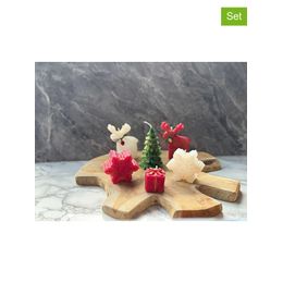 ABERTO DESIGN 6er-Set: Kerzen in Creme/ Gr&uuml;n/ Rot - 58% | Kerzen-vasen