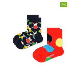 Happy Socks 2er-Set: Socken "Planet dog" in Rot/ Schwarz/ Bunt - 65% | Größe 13-21 | Babysocken-strumpfhosen