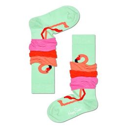 Happy Socks Socken "Flamingo" in Hellgrün/ Pink/ Orange - 58% | Größe 13-21 | Babysocken-strumpfhosen
