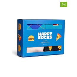 Happy Socks 4er-Set: Socken "Food" in Blau/ Dunkelblau - 55% | Größe 41-46 | Herrensocken