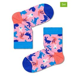 Happy Socks 2er-Set: Socken "Rabbits" in Rosa/ Blau - 66% | Größe 13-21 | Babysocken-strumpfhosen