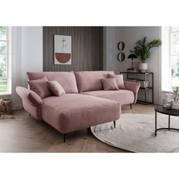 Home Affaire Ecksofa &raquo;Amarena L-Form&laquo; inklusive Armlehnenverstellfunktion, 4x Zierkissen gratis rosa 100% Polyester
