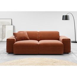 Home Affaire 2,5-Sitzer &raquo;Glimminge auch in Breitcord, Feincord + Easy care-Bezug&laquo; besondere Kedern&auml;hte, Zierkissen braun 100% Polyester