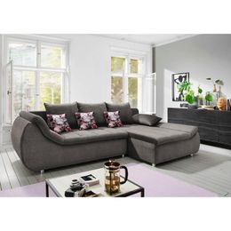 Home Affaire Ecksofa &raquo;Imolaa elegant, Breite 270cm, moderne Sitzsteppung, bequem, L-Form&laquo; auch mit Bettfunktion und Bettkasten schwarz 100% Polyester
