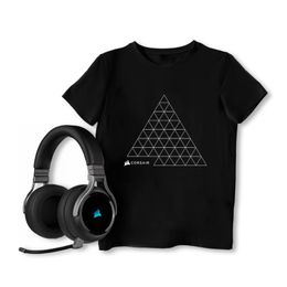 CORSAIR Gaming-Headset »Virtuoso RGB WRLS Carbon T-Shirt Bundle« Wireless Mikrofon abnehmbar Carbon Erstklassige, leichte Bauform: Hergestellt aus...