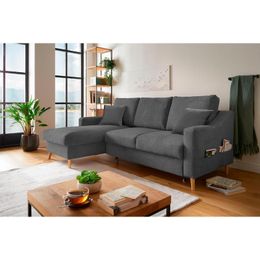 Home Affaire Ecksofa &raquo;Valentina L-Form&laquo; 2 Zierkissen, mit Seitentasche, ausziehbarer Liegefl&auml;che, Bettkasten grau 92% Polyester, 8% Nylon