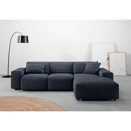 Home Affaire Ecksofa &raquo;Glimminge L-Form auch in Breitcord, Feincord + Easy care-Bezug,&laquo; Breite 264, Zierkissen blau 100% Polyester