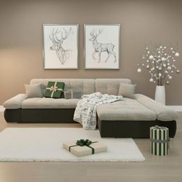DOMO collection Ecksofa &raquo;PB Moric wahlweise mit Bettfunktion + Armteilverstellung, L-Form&laquo; im XXL-Format, B/T/H:300/172/80 cm, feine Steppung schwarz 