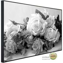 papermoon Infrarotheizung &raquo;Blumen Schwarz & Wei&szlig;&laquo; sehr angenehme Strahlungsw&auml;rme Kunstmotiv im Aluminiumrahmen