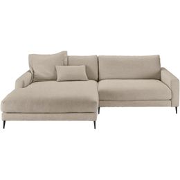 Home Affaire Ecksofa »Downtown, B/T/H: 272/190/84 cm L-Form« weicher Sitzkomfort auch in Cord und Bouclé, incl. Zierkissen taupe