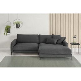 Home Affaire Ecksofa »Downtown, B/T/H: 272/190/84 cm L-Form« weicher Sitzkomfort auch in Cord und Bouclé, incl. Zierkissen anthrazit