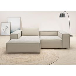 Home Affaire Ecksofa &raquo;Watertown, kompakte L-Form, 246 cm breite f&uuml;r kleinere R&auml;ume&laquo; modernes Ecksofa mit Feincordbezug, platzsparend & bequem beige 94