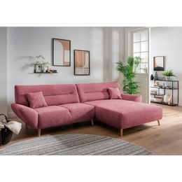 Home Affaire Ecksofa &raquo;Drago, elegant und zeitlos, komfortabel, Holzfu&szlig;, L-Form&laquo; frei im Raum stellbar, inkl. 2 Zierkissen schwarz 100% Polyester