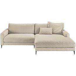 Home Affaire Ecksofa »Downtown, B/T/H: 272/190/84 cm L-Form« weicher Sitzkomfort auch in Cord und Bouclé, incl. Zierkissen sand