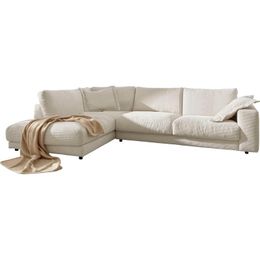 Home Affaire Ecksofa &raquo;Enisa XXL B/T/H: 325/224/85 cm L-Form&laquo; Kuschelig, gem&uuml;tlich, in 5 Farben, Bezug in Cord, mit 2 Zierkissen wei&szlig; Cord (88% 