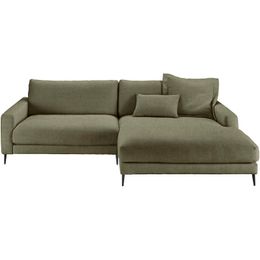 Home Affaire Ecksofa »Downtown, B/T/H: 272/190/84 cm L-Form« weicher Sitzkomfort auch in Cord und Bouclé, incl. Zierkissen oliv