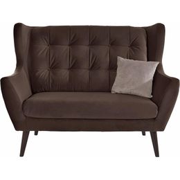 Home Affaire 2-Sitzer &raquo;Hemmink&laquo; mit Knopfheftung braun Samtvelours (100% Polyester);Luxus-Microfaser (100% Polyester);Struktur (94% Polyester, 6% 