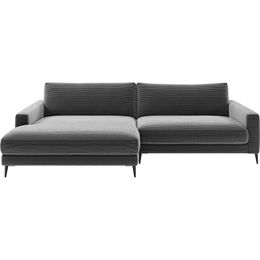Home Affaire Ecksofa &raquo;Downtown, B/T/H: 272/190/84 cm L-Form&laquo; weicher Sitzkomfort auch in Cord und Boucl&eacute;, incl. Zierkissen grau 100% Polyester