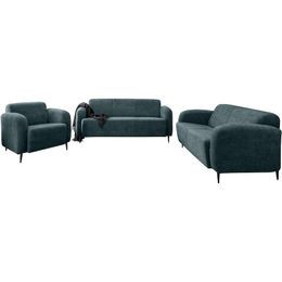 Home Affaire Polstergarnitur &raquo;Marone&laquo; Set, 3-Sitzer, 2-Sitzer, Sessel, 3 Stk. tlg. auch einzeln erh&auml;ltlich blau 100% Polyester