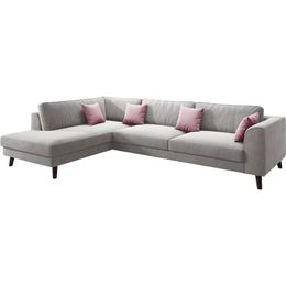 Home Affaire Ecksofa &raquo;Laurentia, L-Form&laquo; mit 4 Zierkissen, Ottomane links oder rechts bestellbar rosa Luxus-Microfaser (100% Polyester);Samt (100% 