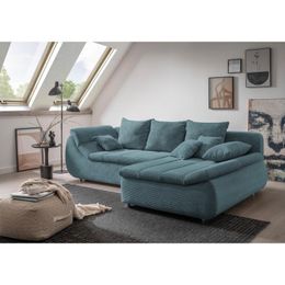 Home Affaire Ecksofa &raquo;Imola, bequem, aktuelle Steppung im Sitz, L-Form, Breite 270cm&laquo; wahlweise mit Bettfunktion blau Microfaser PRIMABELLE (100% 