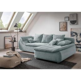 Home Affaire Ecksofa &raquo;Imola, bequem, aktuelle Steppung im Sitz, L-Form, Breite 270cm&laquo; wahlweise mit Bettfunktion blau Microfaser PRIMABELLE (100% 