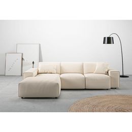 Home Affaire Ecksofa &raquo;Glimminge L-Form auch in Breitcord, Feincord + Easy care-Bezug,&laquo; Breite 264, Zierkissen beige 100% Polyester