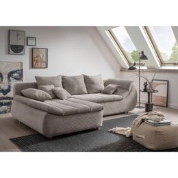 Home Affaire Ecksofa &raquo;Imola, bequem, aktuelle Steppung im Sitz, L-Form, Breite 270cm&laquo; wahlweise mit Bettfunktion grau Microfaser PRIMABELLE (100% 