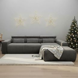 DOMO collection Ecksofa »Brandon große Ausführung B/T/H: 289/177/80 cm, auch in Leder und Cord« mit Sitztiefenverstellung, Cord, grau grau