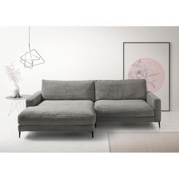 Home Affaire Ecksofa »Downtown, B/T/H: 272/190/84 cm L-Form« weicher Sitzkomfort auch in Cord und Bouclé, incl. Zierkissen dunkelgrau
