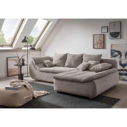 Home Affaire Ecksofa &raquo;Imola, bequem, aktuelle Steppung im Sitz, L-Form, Breite 270cm&laquo; wahlweise mit Bettfunktion grau Microfaser PRIMABELLE (100% 