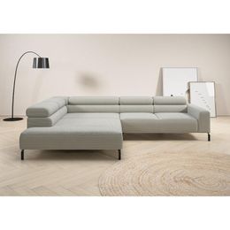 Home Affaire Ecksofa &raquo;Antonelli, L-Form, inkl. Kopfteilverstellung, Breite 312 cm&laquo; ohne Sitztiefenverstellung, in Cord, hellgrau grau 95% Polyester, 5