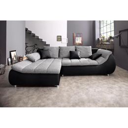 Home Affaire Ecksofa &raquo;Imola, bequem, aktuelle Steppung im Sitz, L-Form, Breite 270cm&laquo; wahlweise mit Bettfunktion schwarz Microfaser PRIMABELLE (100% 