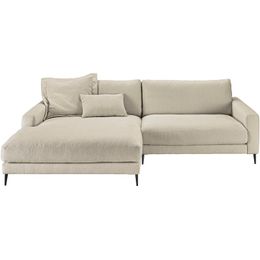 Home Affaire Ecksofa »Downtown, B/T/H: 272/190/84 cm L-Form« weicher Sitzkomfort auch in Cord und Bouclé, incl. Zierkissen sand