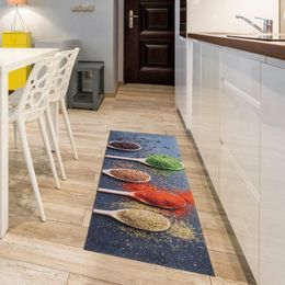 ANDIAMO L&auml;ufer &raquo;Kitchen&laquo; rechteckig 3 mm H&ouml;he Vinyl-K&uuml;chenl&auml;ufer, moderne K&uuml;chenmotive, Pasta, Gew&uuml;rze, Kaffee bunt B : 50 cm 1 Stk.