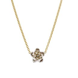 Lyomi Herren LYOMI Kette mit Anh&auml;nger &raquo;585/- GG/WG Kirschbl&uuml;te 6 synth. Diam. 0,06ct.&laquo;