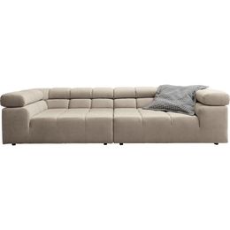 Home Affaire Big-Sofa &raquo;Ancona B/T/H: 290/110/70 cm&laquo; auff&auml;llige Steppung, inkl. 2 Zierkissen und verstellbaren Kopfst&uuml;tzen grau