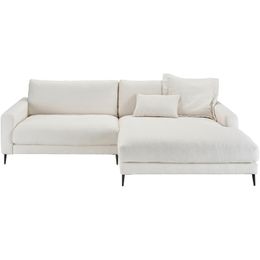 Home Affaire Ecksofa »Downtown, B/T/H: 272/190/84 cm L-Form« weicher Sitzkomfort auch in Cord und Bouclé, incl. Zierkissen weiß