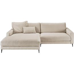 Home Affaire Ecksofa &raquo;Downtown, B/T/H: 272/190/84 cm L-Form&laquo; weicher Sitzkomfort auch in Cord und Boucl&eacute;, incl. Zierkissen natur