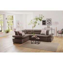 Home Affaire Ecksofa &raquo;Avesa L-Form&laquo; Wahlweise mit Arm- und Bettfunktion, B/T/H: 275/211/80 cm braun 100% Polyester