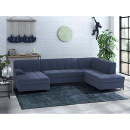 Home Affaire Wohnlandschaft &raquo;Balme, moderne Formensprache, zeitloses Design, U-Form&laquo; Inkl. Zierkissen, wahlweise mit Bettfunktion blau 100% Polyester